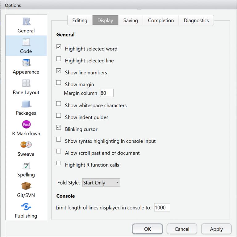 RStudio Global Optionsの各種設定 | トライフィールズ