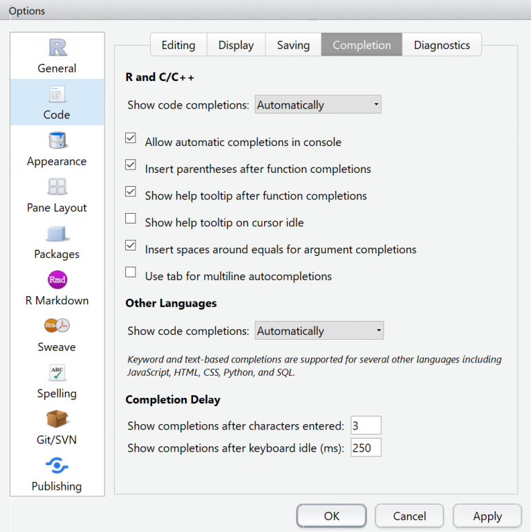 RStudio Global Optionsの各種設定 | トライフィールズ